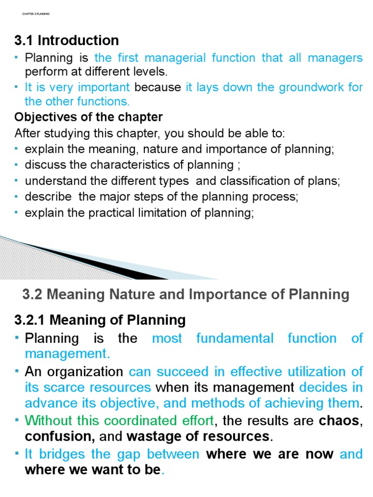 Chapter 3 Planning | PDF | Strategic Planning | Goal