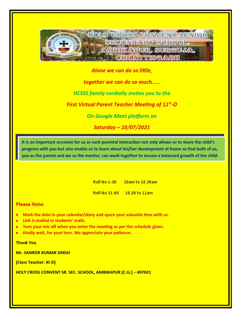 PTM INVITATION - 11th D | PDF