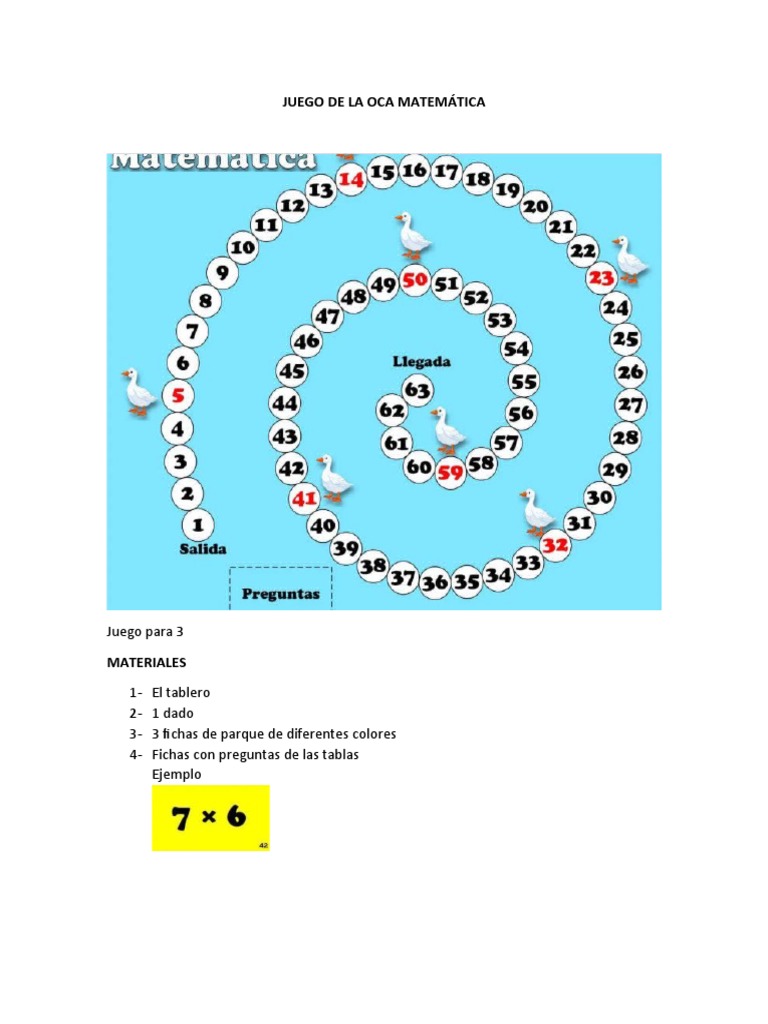 Juego de La Oca Matemática | PDF