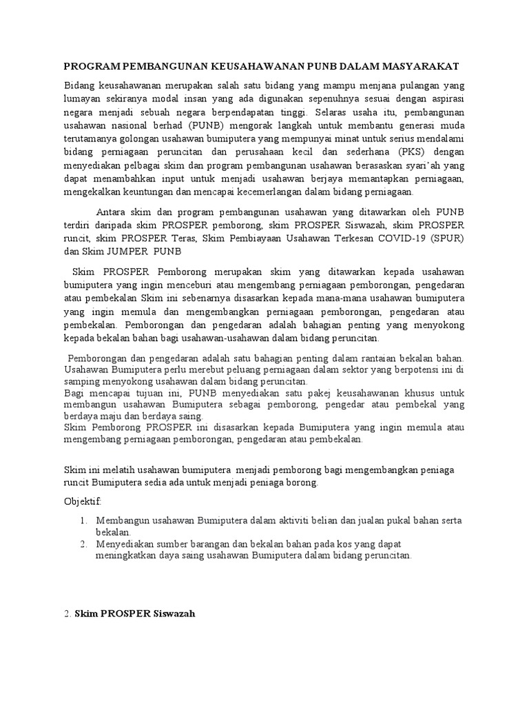 Program Pembangunan Keusahawanan Punb Dalam Masyarakat | PDF | Bisnis