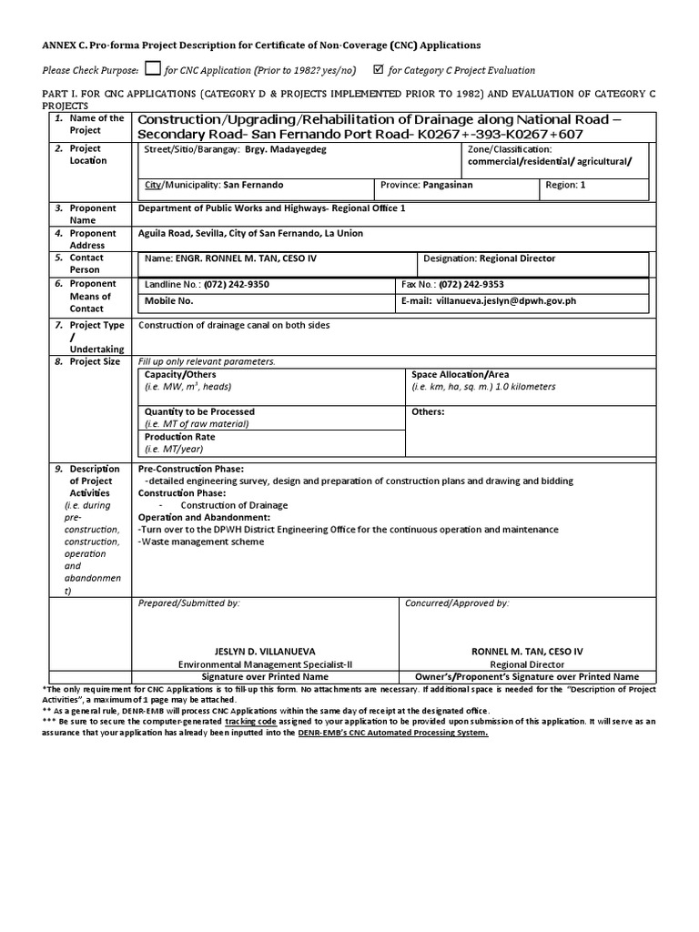 SFC Port Road - Part I - CNC Application Form For Flood Control ...