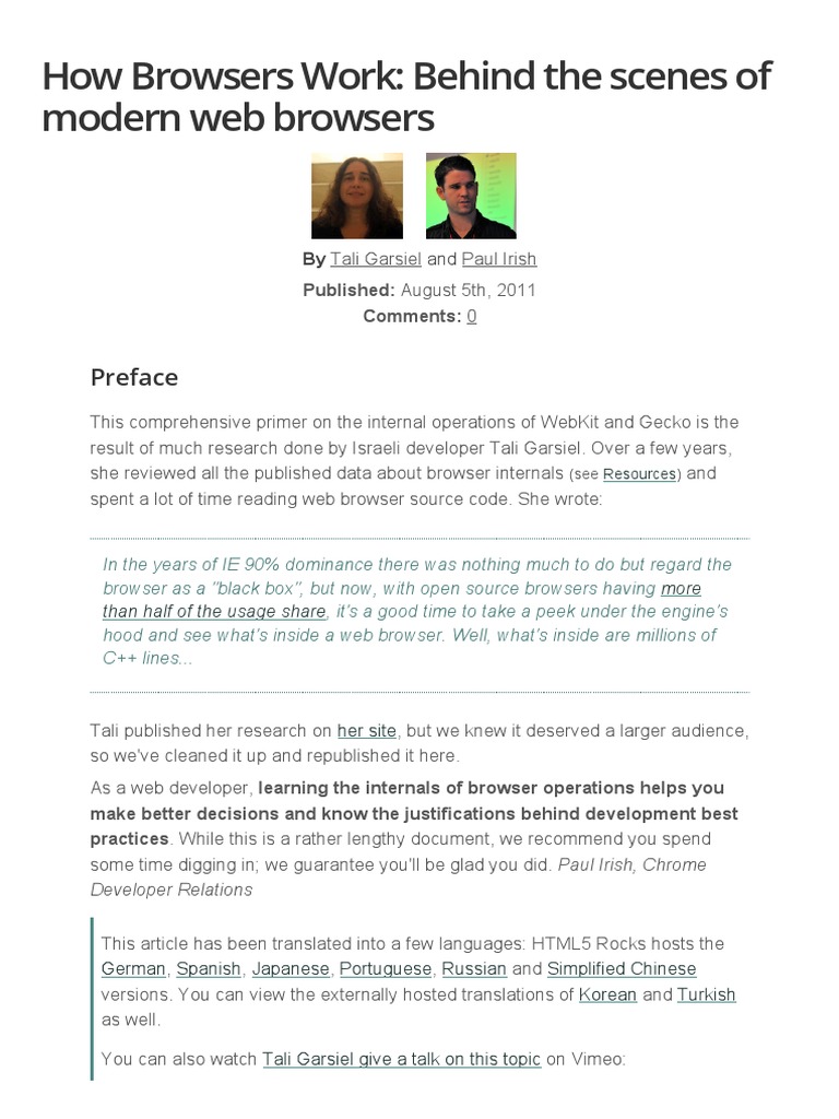 How Browsers Work - Behind The Scenes of Modern Web Browsers - HTML5 ...