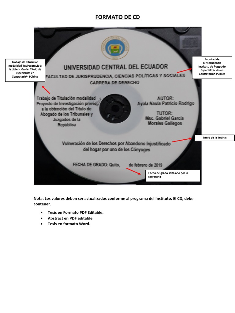 Formato de CD para Tesina en Contratación Pública | PDF