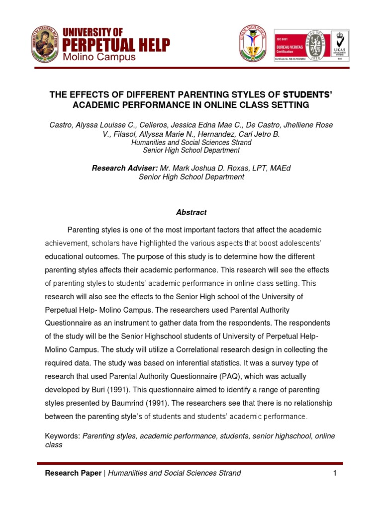 The Effects of Different Parenting Styles of Students' Academic ...