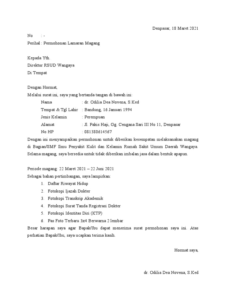 Surat Permohonan Magang | PDF