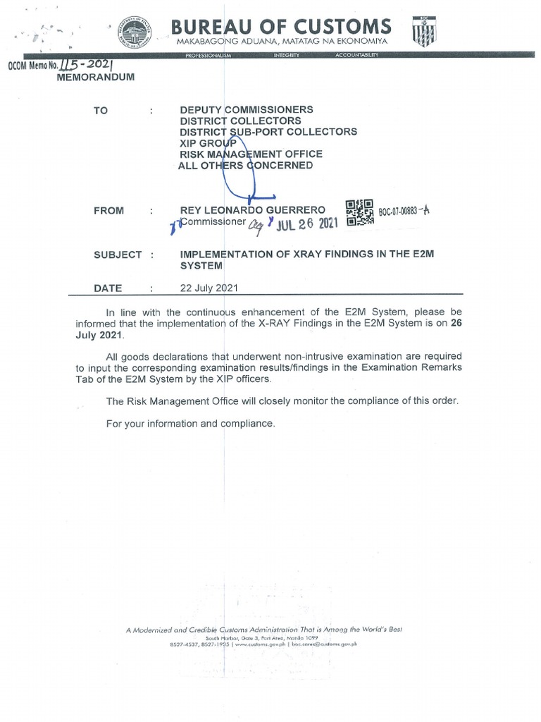 2021 115 Ocom Memo | PDF