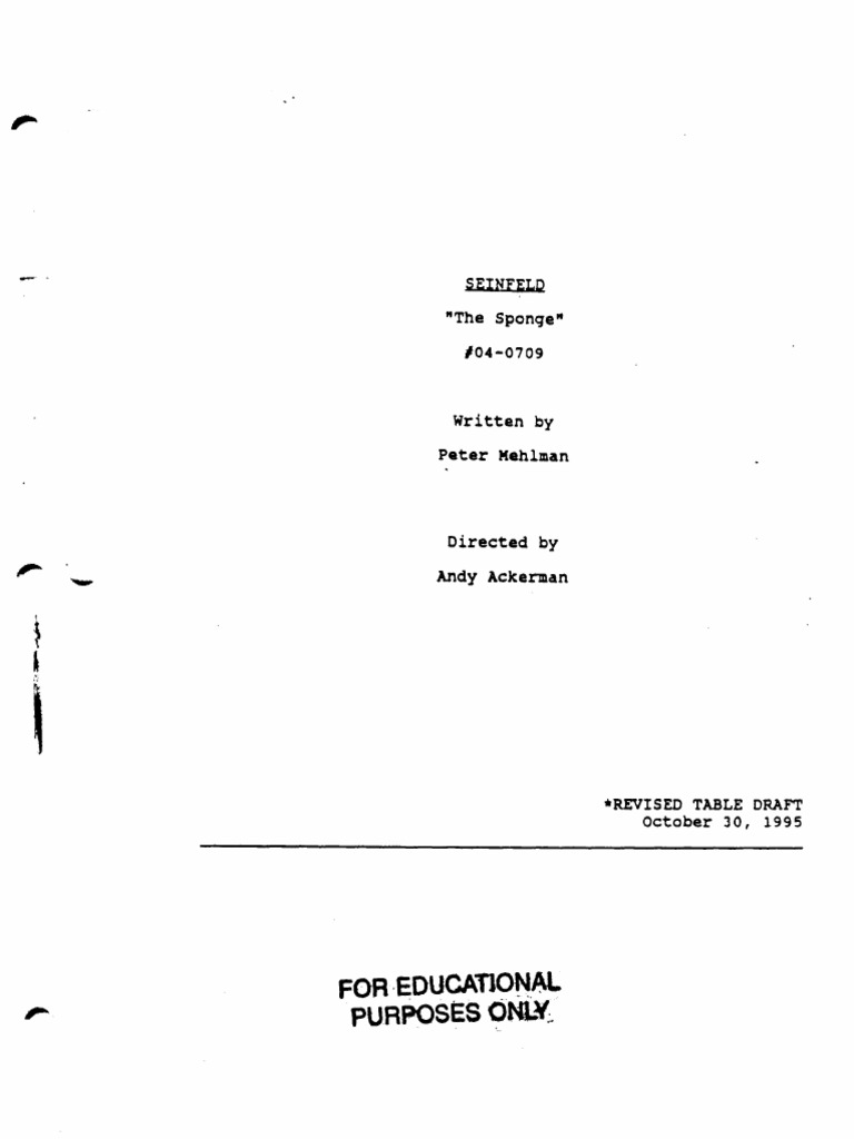 Seinfeld 7x09 - The Sponge | PDF