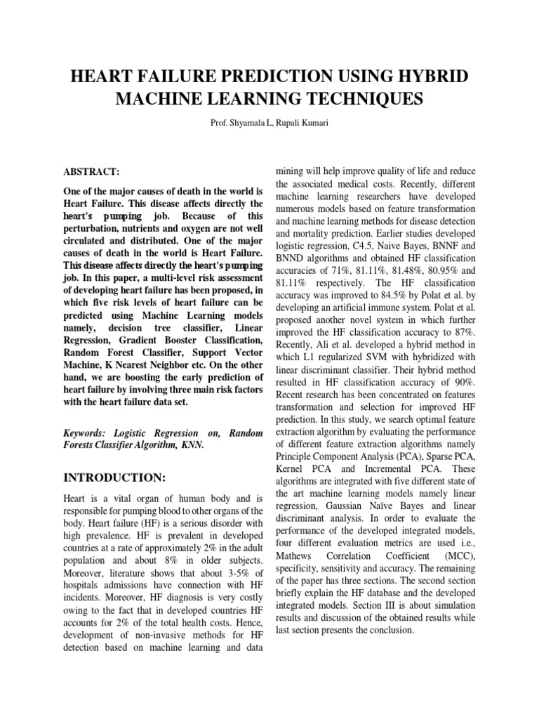 Heart Failure Prediction Using Hybrid Method | PDF | Statistical ...