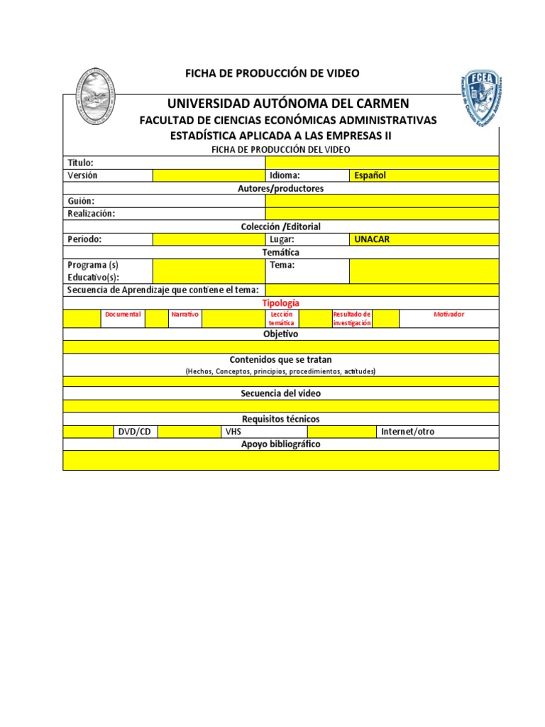 Formato de Ficha de Producción de Video | PDF