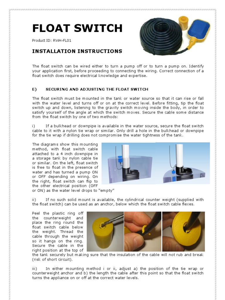 Float Switch Instructions | PDF | Mains Electricity | Ac Power Plugs ...