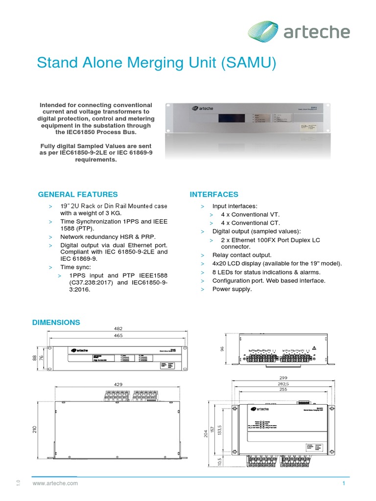 Stand Alone Merging Unit (SAMU) : General Features Interfaces | PDF ...