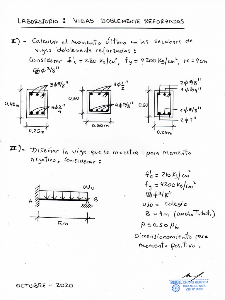 Laboratorio de Vigas Doblemente Reforzadas 2020 | PDF