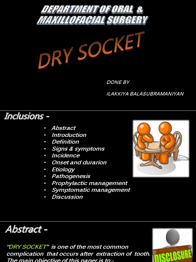 Dry Socket: Causes, Prevention and Management | PDF | Dentistry ...