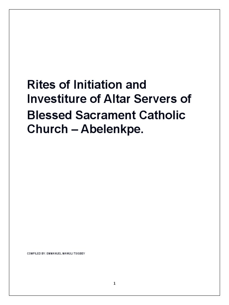 Rites of Initiation and Investiture For Altar Servers | PDF | Altar ...