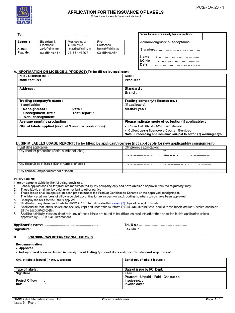 Application For The Issuance of Labels | PDF | License | Business