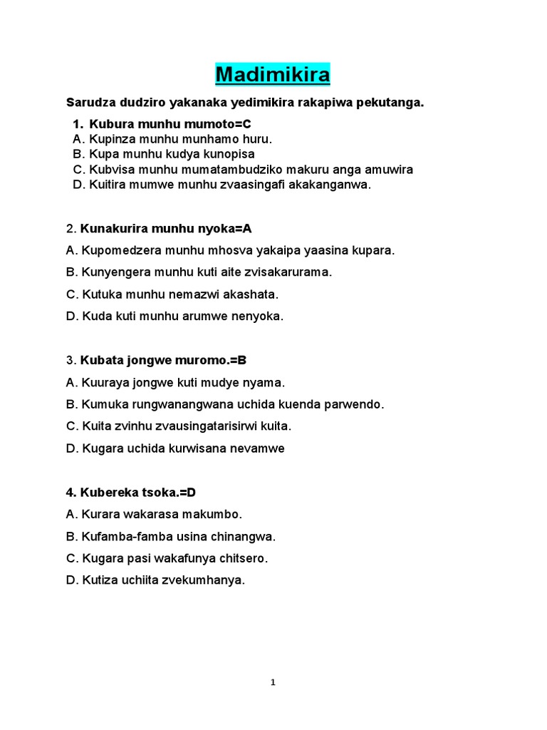 Madimikira Grade 6 L1 | PDF | Career & Growth | Language Arts & Discipline