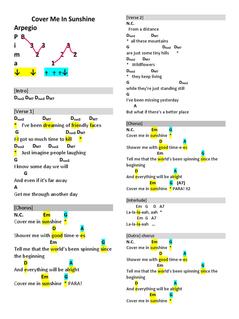 C - Cover Me in Sunshine | PDF | Musical Forms | Popular Music