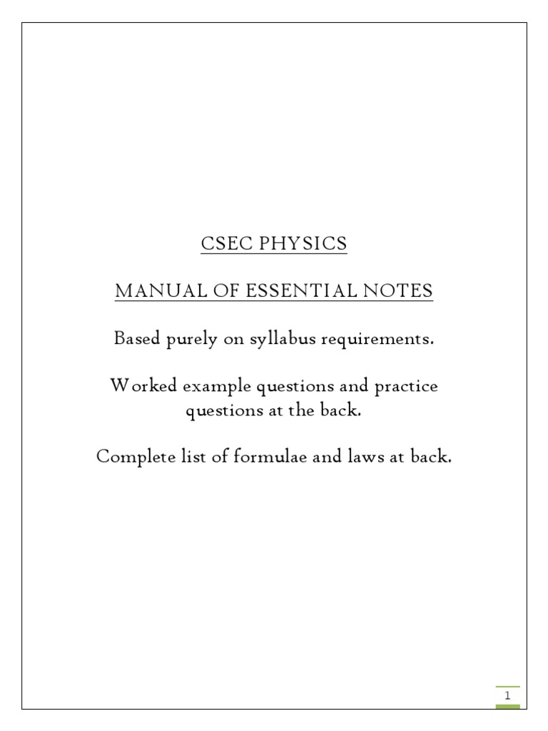 CSEC Physics Essential Notes Guide | PDF | Buoyancy | Force