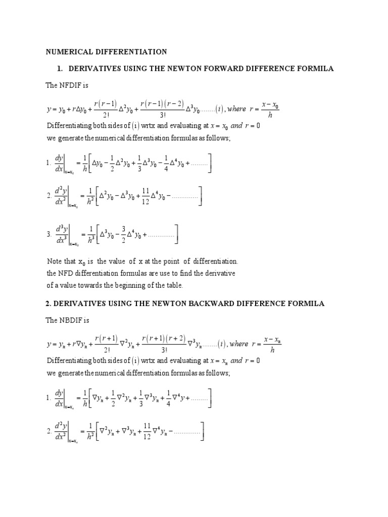Numerical Differentiation | PDF | Derivative | Finite Difference
