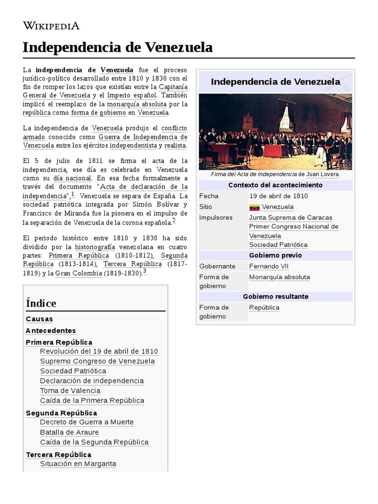 Proceso de Independencia de Venezuela | PDF | Venezuela