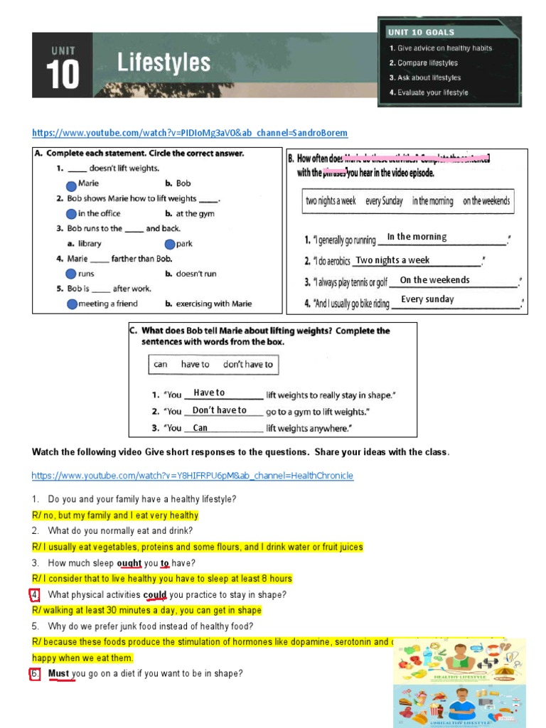 Unit 10 Lifestyle Student's Guide | PDF | Foods | Healthy Diet