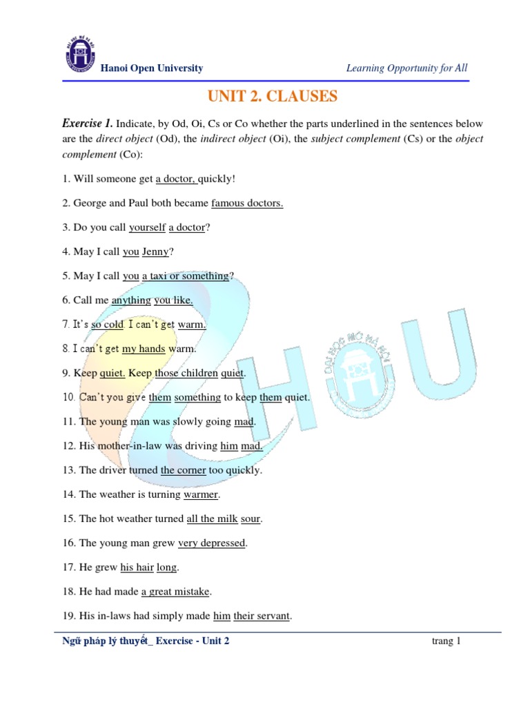 Exercise - Unit 2 | PDF | Clause | Grammar
