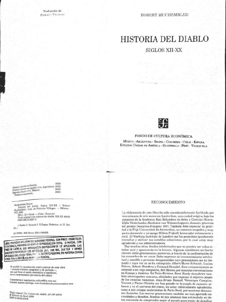 Muchembled - Historia Del Diablo. Siglos XII-XX | PDF
