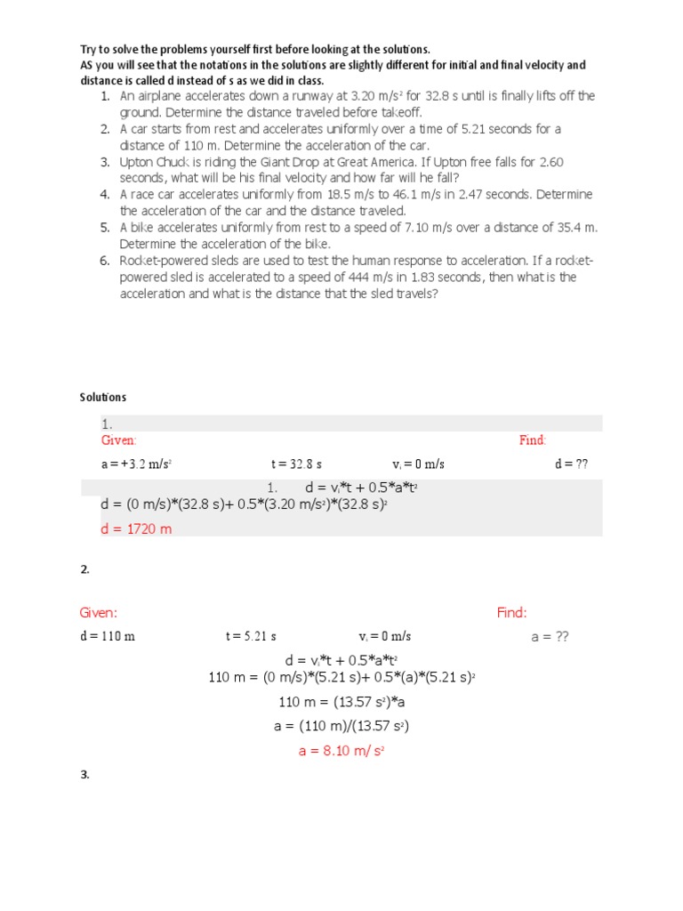 Solved Problems | PDF | Acceleration | Theory Of Relativity