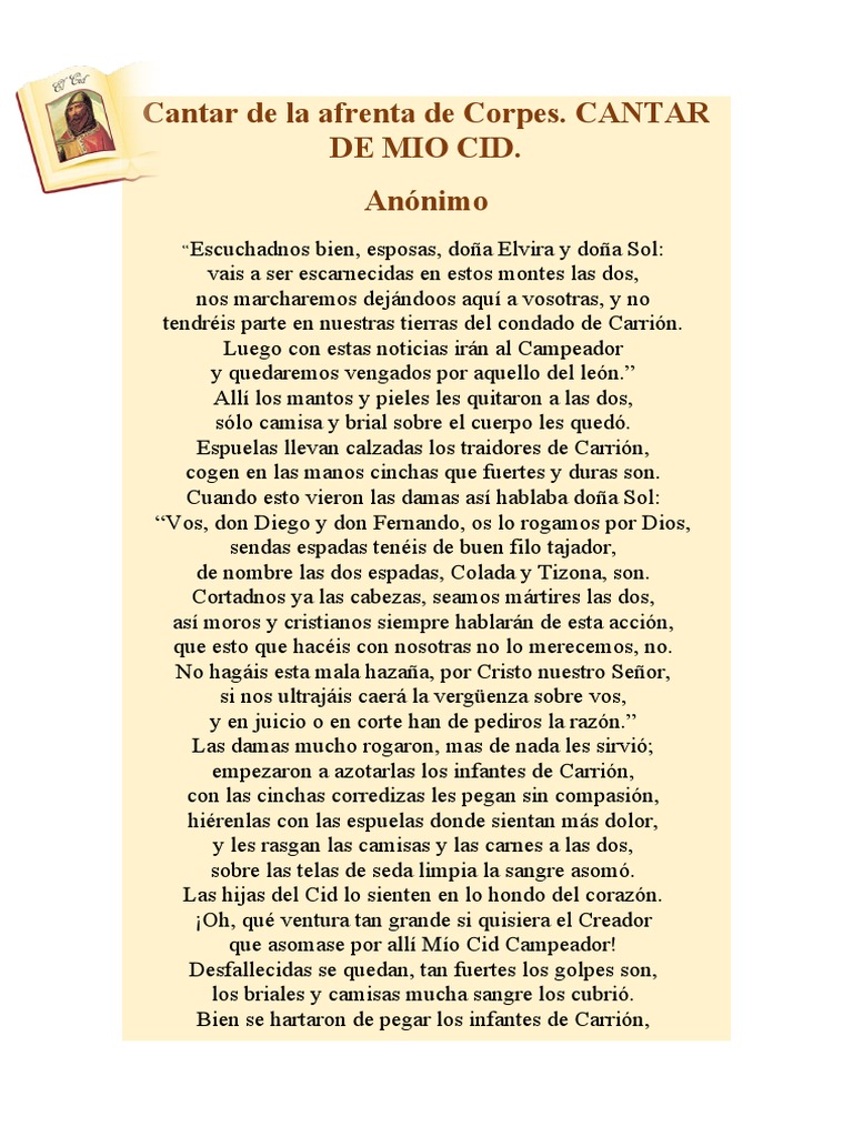 Cantar de La Afrenta de Corpes | PDF