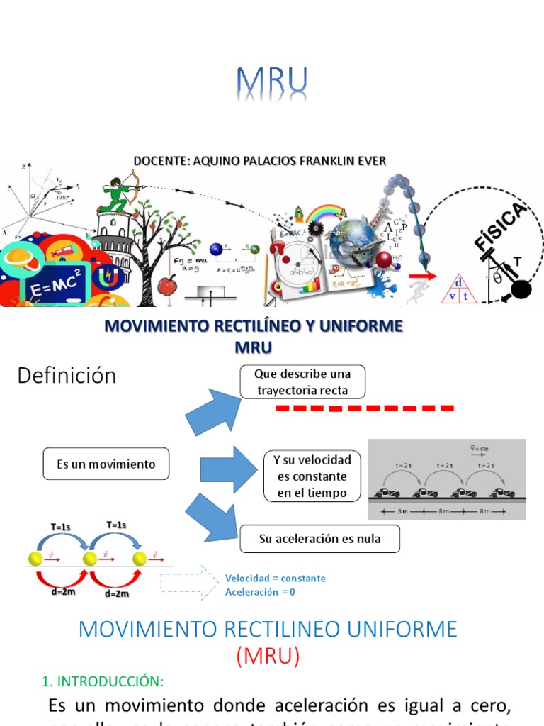 Clase Movimiento Rectilineo Uniforme MRU | PDF | Velocidad | Aceleración