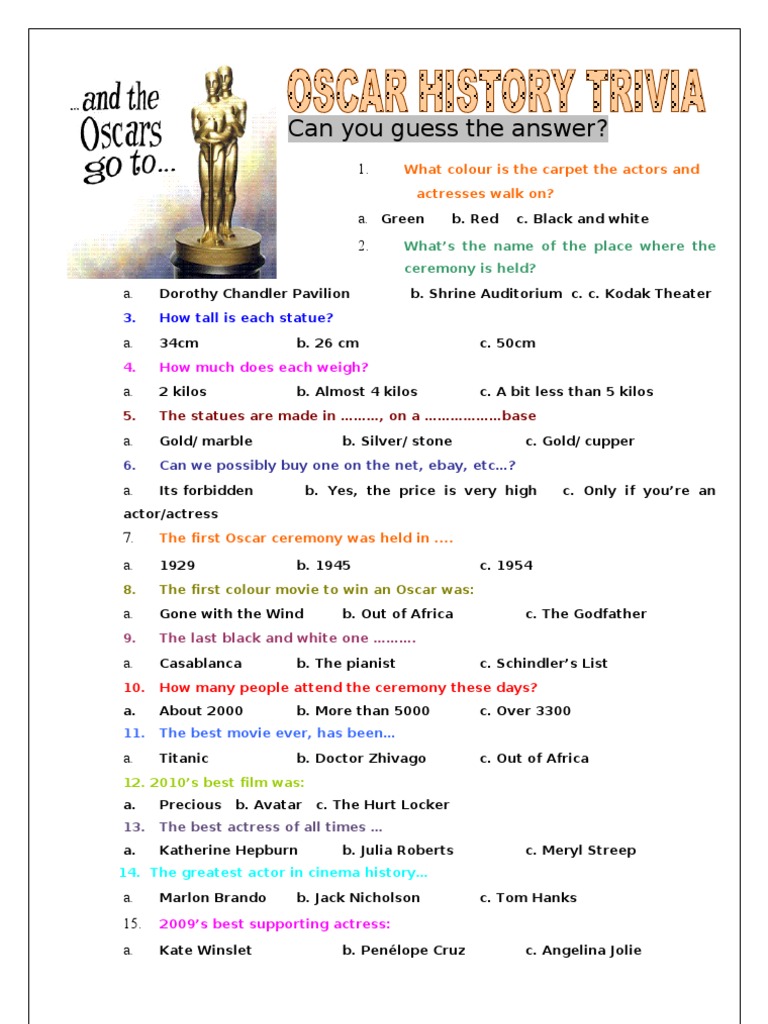 Oscar Trivia | PDF | Social Science | Young Adult