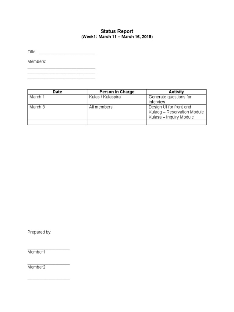 Status Report Format | PDF