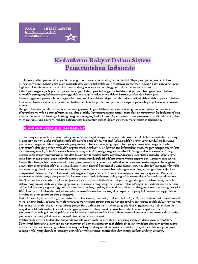 Kedaulatan Rakyat di Indonesia | PDF