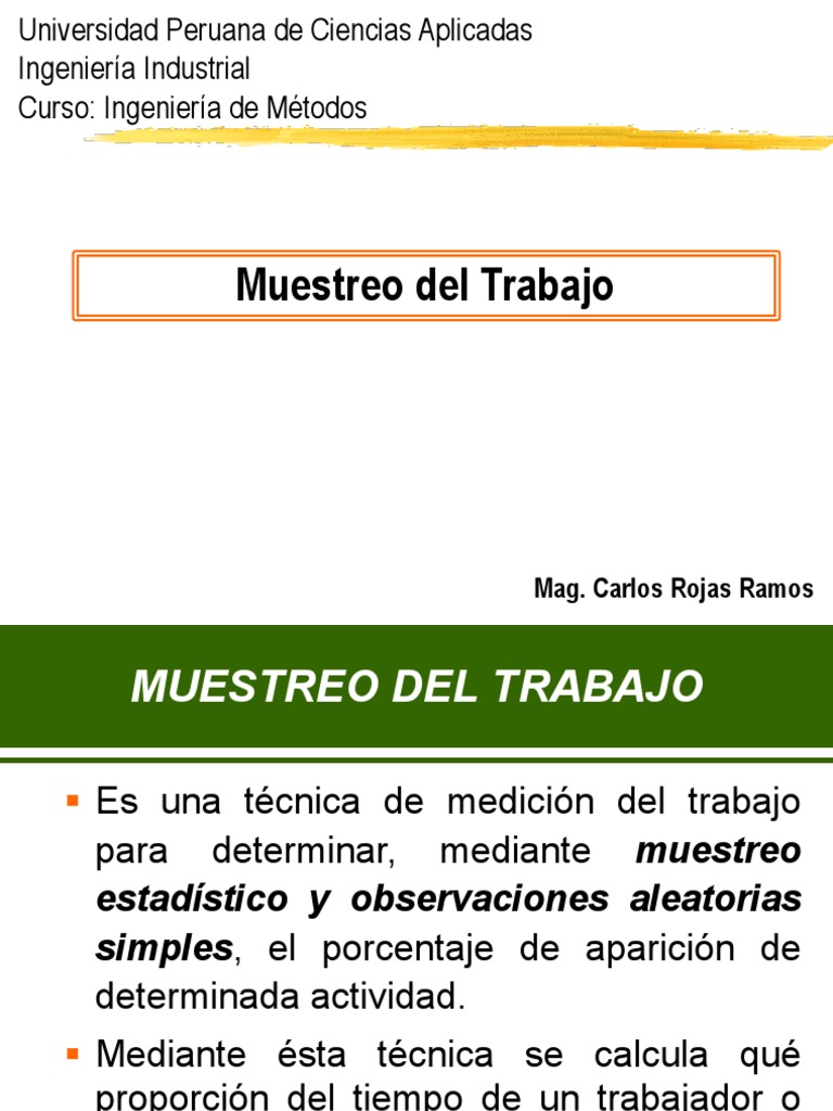 T10 Muestreo Del Trabajo Pdf Muestreo Estadísticas Probabilidad