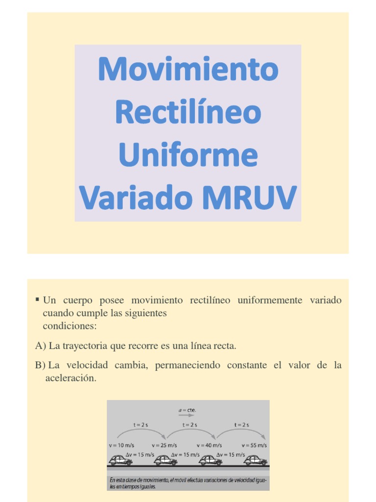 Movimiento Rectilineo Uniforme Variado y Graficas | PDF | Aceleración | Velocidad