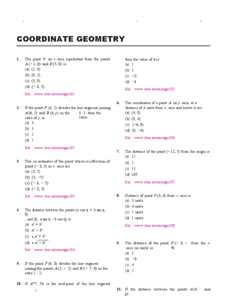 Coordinate Geometry Exercises and Solutions | PDF | Triangle ...