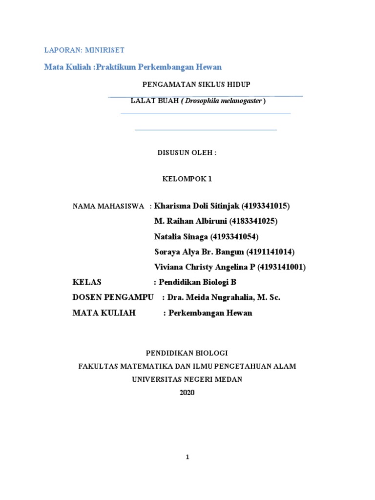 Kelompok 1 - Mini Riset - Praktikum Perkembangan Hewan - PSPB B 2019 | PDF
