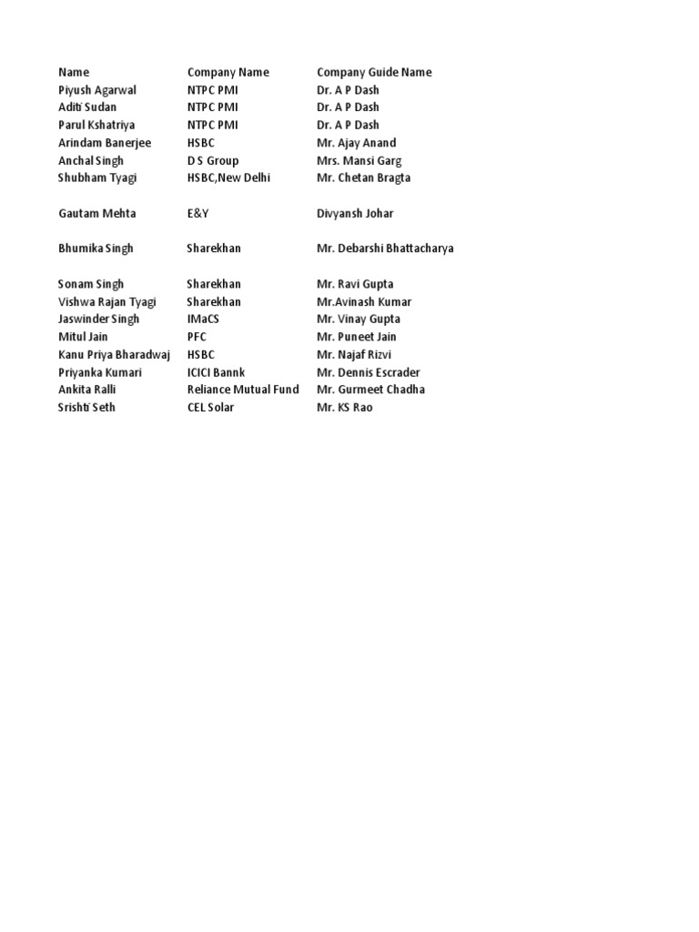 Company Guide List | PDF