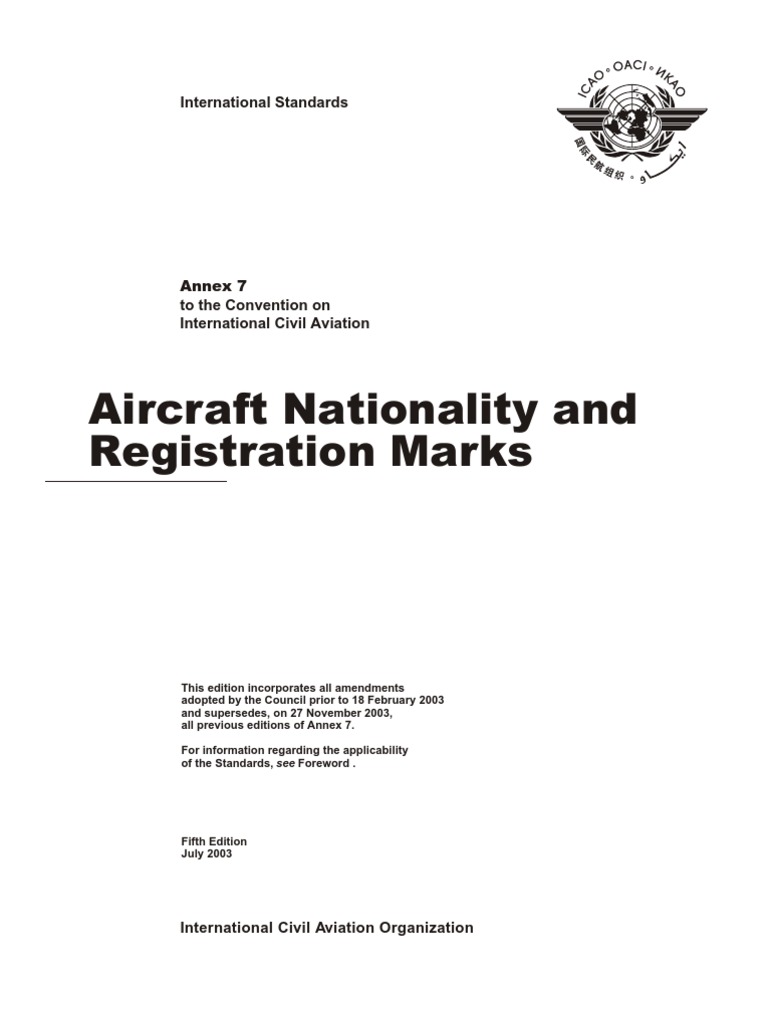 ANNEX 7 - Aircraft Nationality and Registration Marks | PDF | Aircraft ...