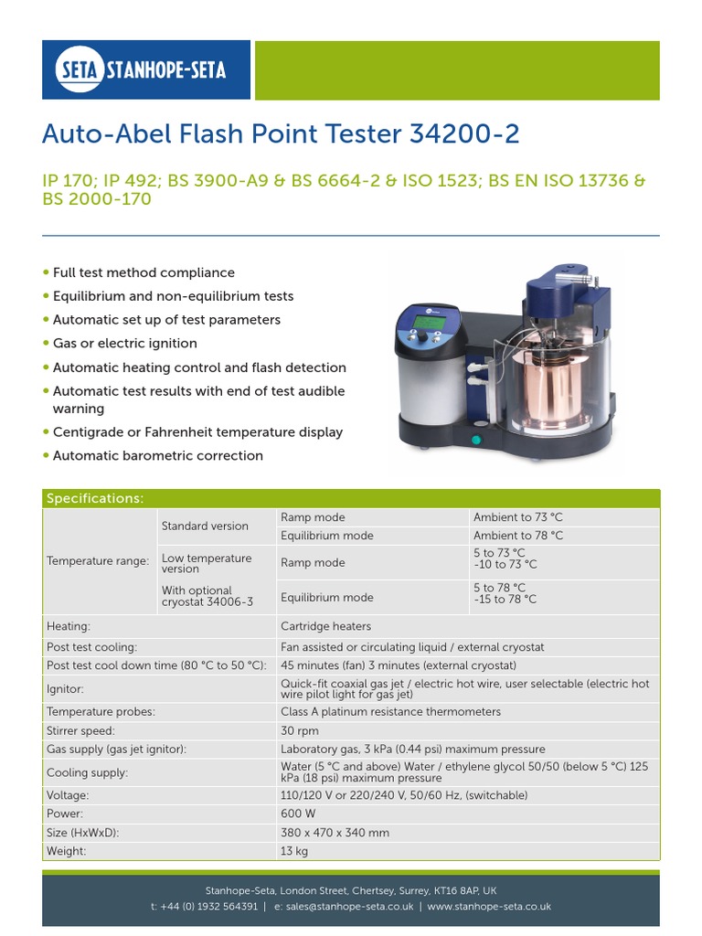 Auto-Abel Flash Point Tester 34200-2: IP 170 IP 492 BS 3900-A9 & BS ...