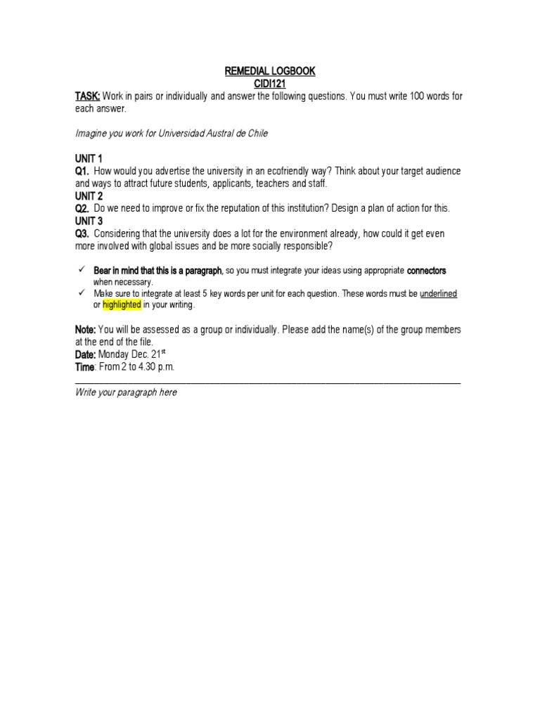 Remedial Logbook | PDF