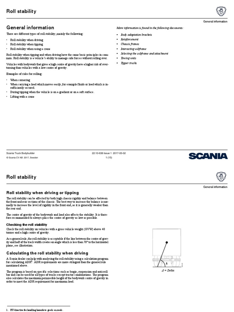 Roll Stability | PDF | Truck | Crane (Machine)