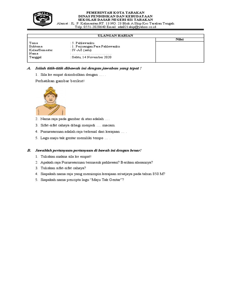 Soal Uh Tema 5 Subtema 1 | PDF