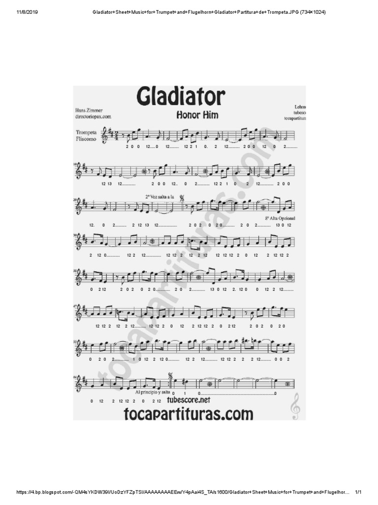 Gladiator Partitura de Trompeta | PDF