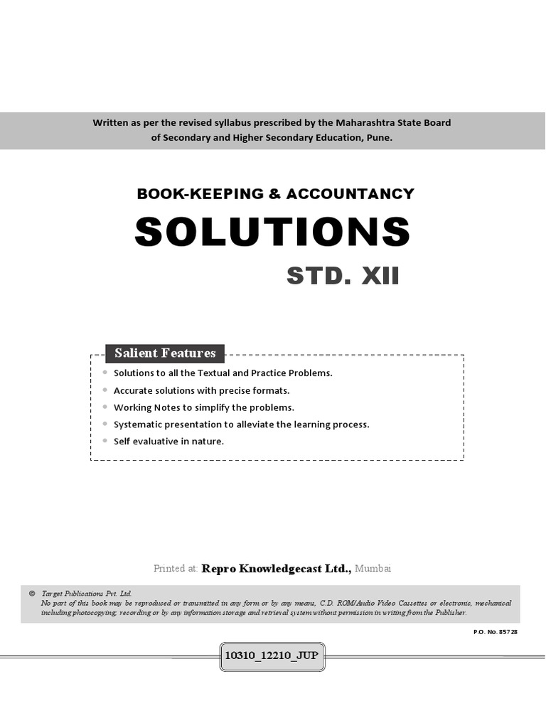 12th Commerce HSC Book Keeping Accountancy Solutions | PDF | Bad Debt ...