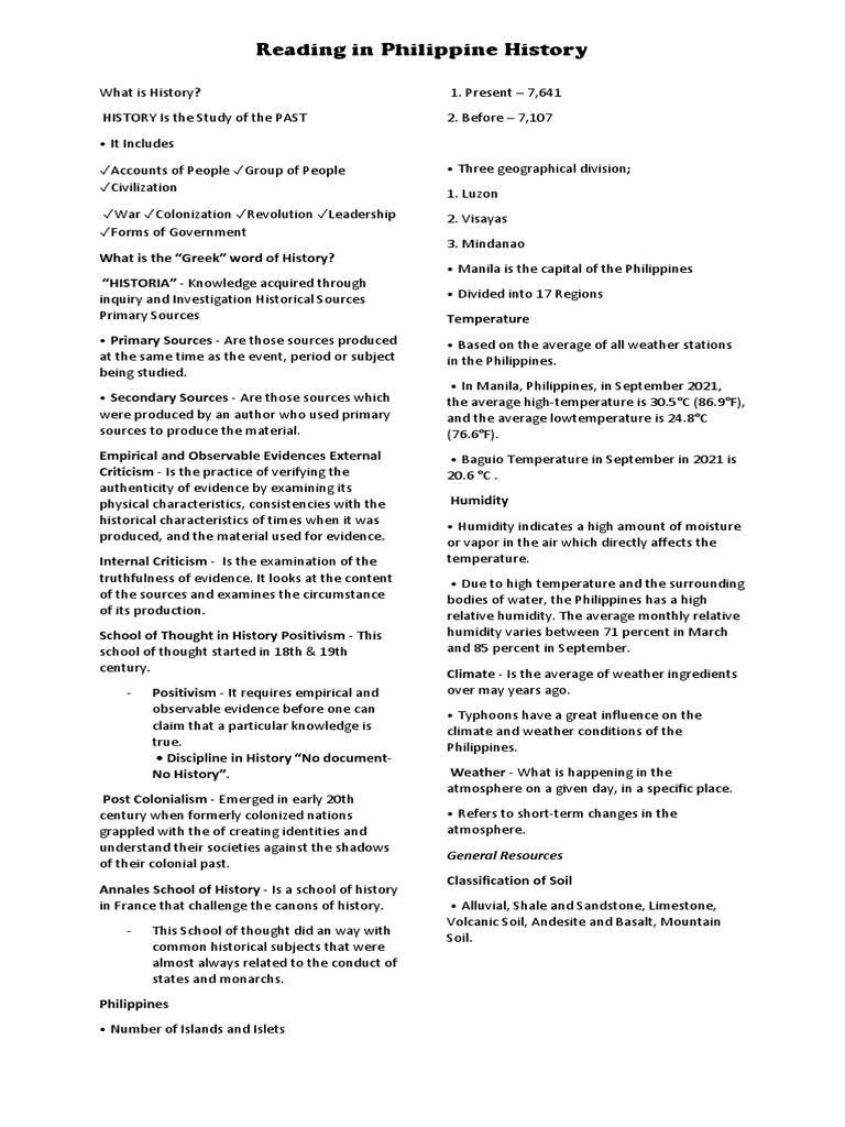 RPH Reviewer | PDF | Spanish Empire | Philippines