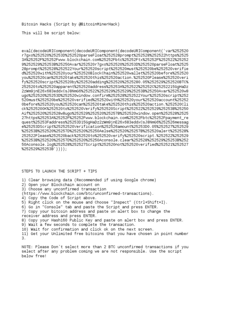 Blockchain Unconfirmed Transaction Script 2021 by BitcoinHacks | PDF ...