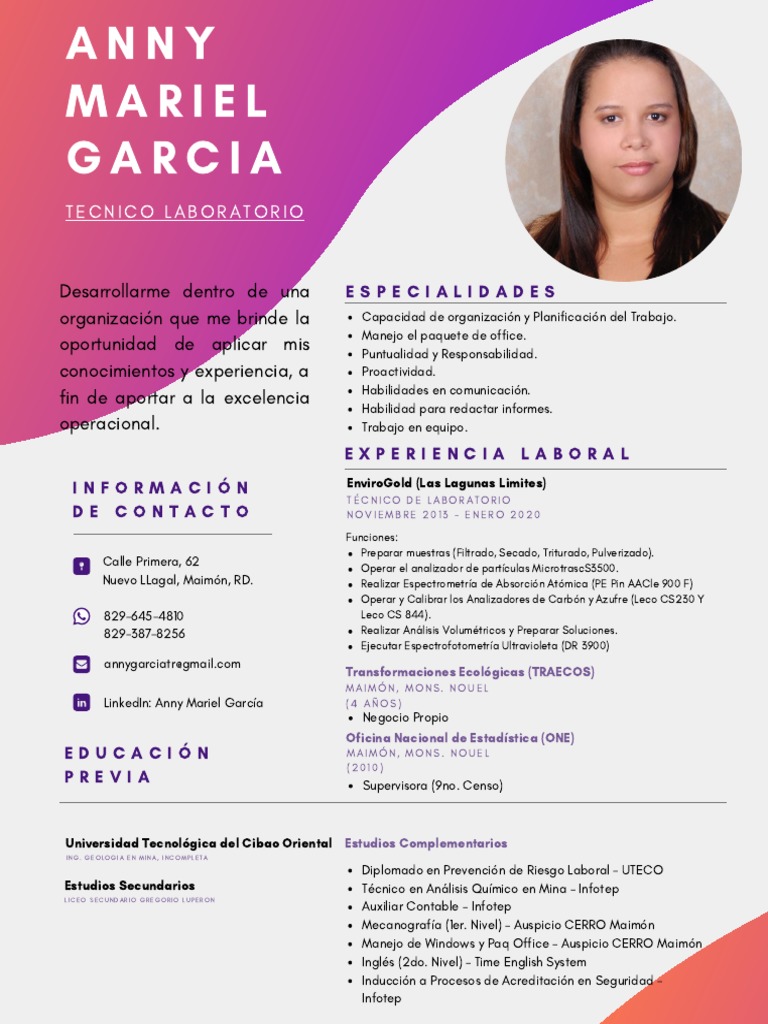 CV - Anny Mariel García | PDF | Física Aplicada e Interdisciplinaria | Ciencias fisicas