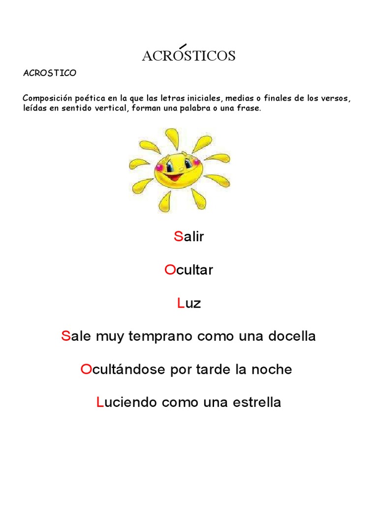 Actividades Con Acrosticos | PDF