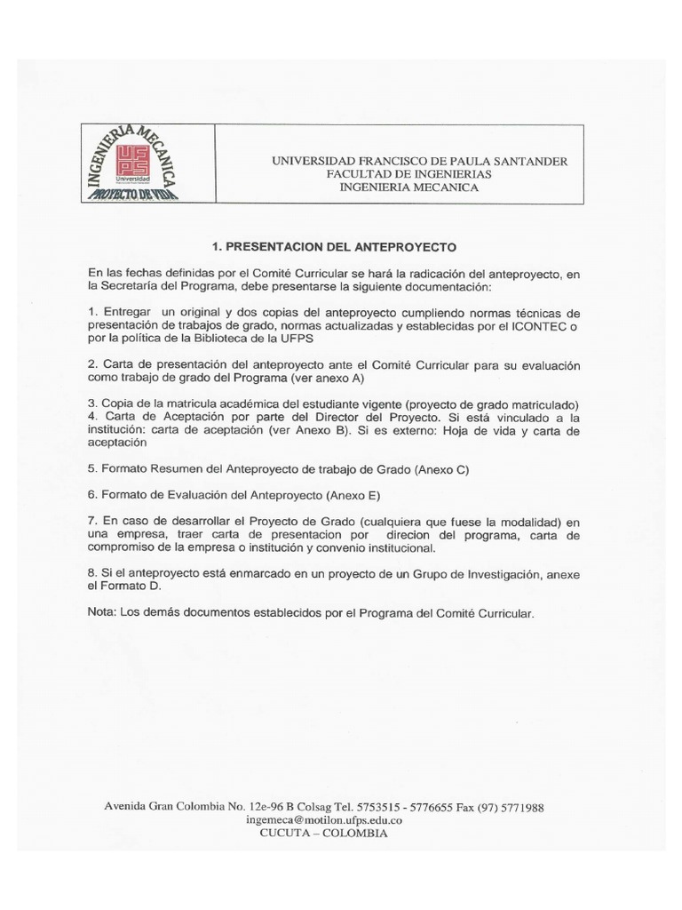 Formatos de Presentacion de Anteproyecto Firmados | PDF